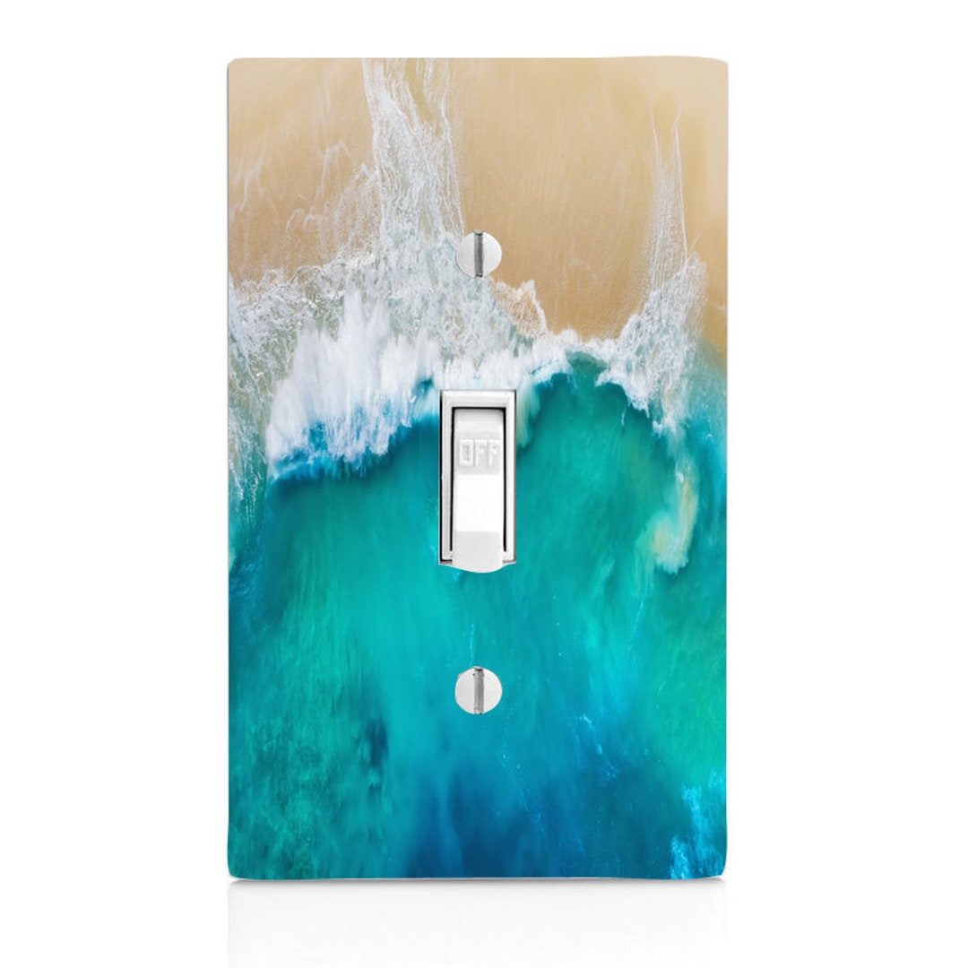 Turquoise Waves, Beach Light Switch Cover, Night Light, Cabinet Knob ...