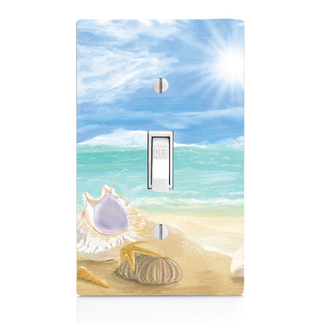 Beach Shell Ocean, Beach Decor Light Switch Cover, Night Light, Cabinet ...