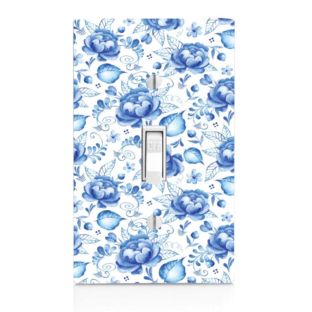 Fine China, Blue Roses Light Switch Cover, Night Light, Cabinet Knob - Etsy