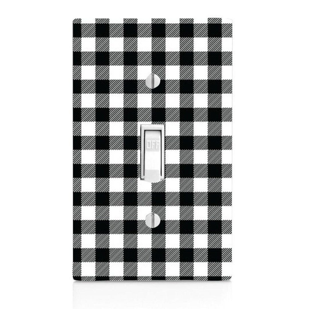 Black and White Gingham Light Switch Cover, Night Light, Cabinet Knob ...