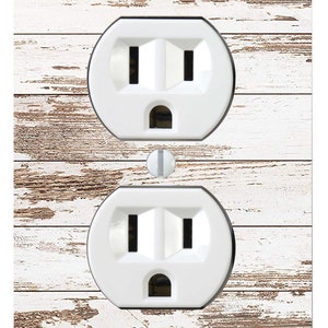 White Rustic Wood Image Light Switch Cover, Night Light, Cabinet Knob ...