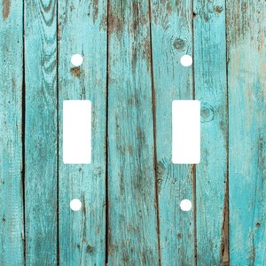 Blue Bleached Wood Image Light Switch Cover, Night Light, Cabinet Knob ...