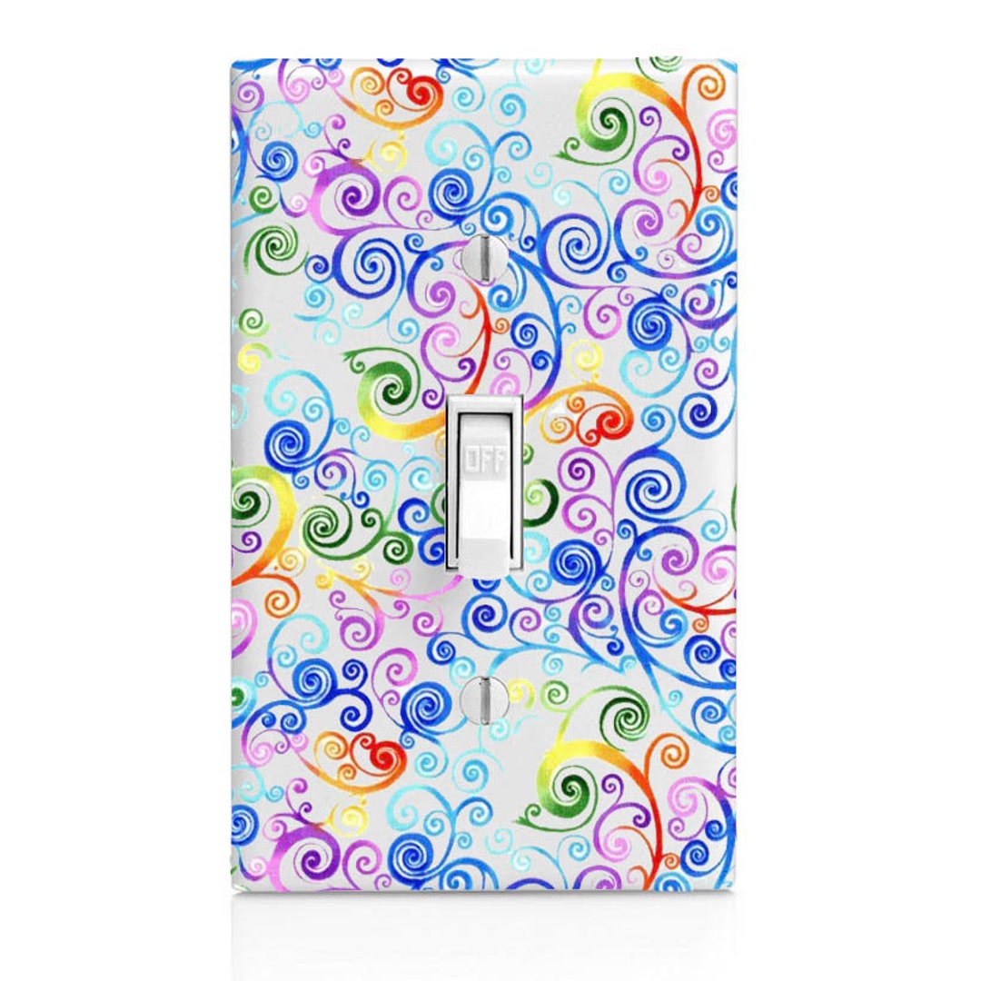 Primary Swirls Light Switch Cover, Night Light, Cabinet Knob - Etsy