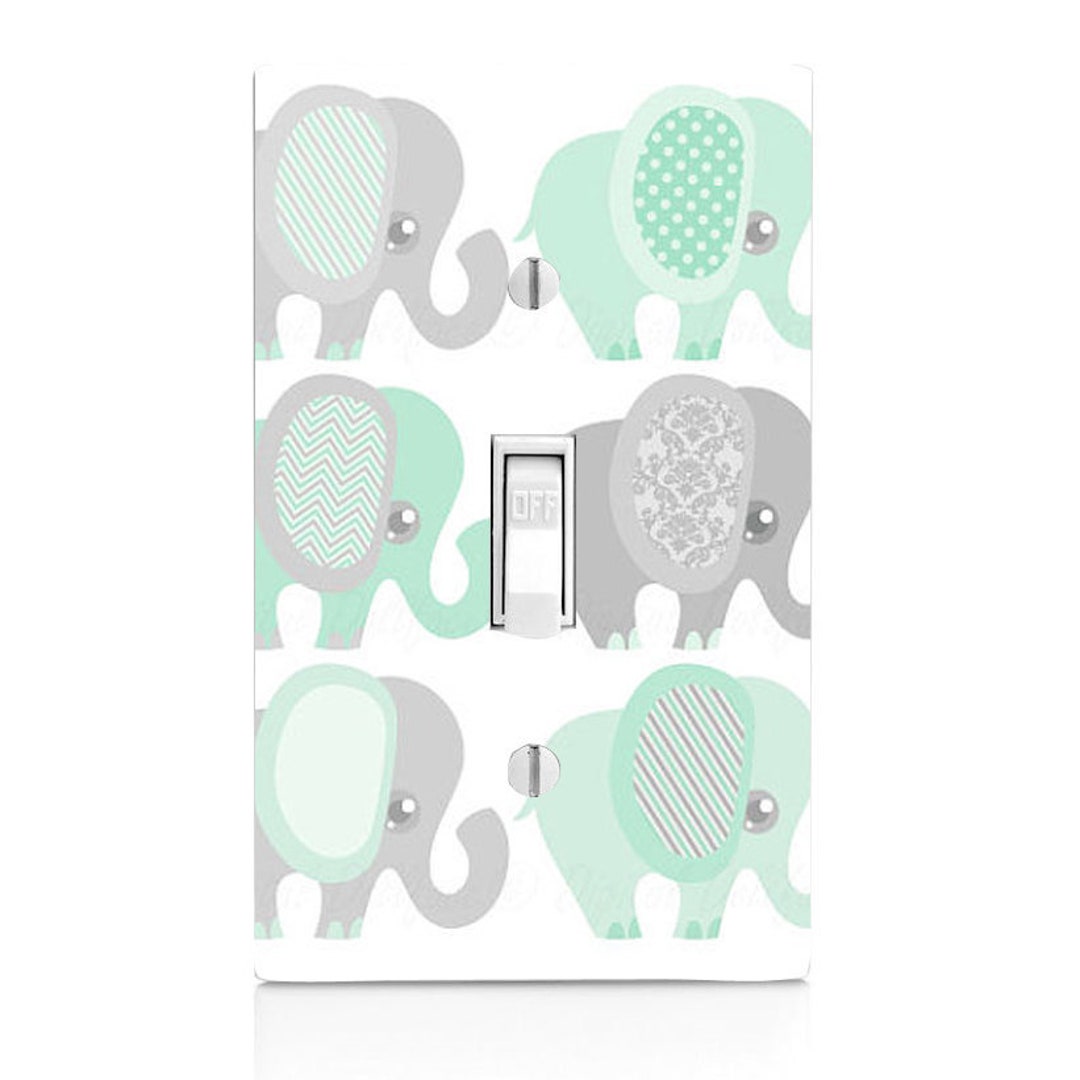 Elephant Gray Green, Nursery Light Switch Cover, Night Light, Cabinet ...