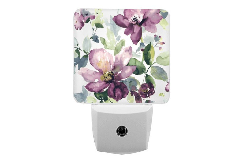 Purple Floral Watercolor Light Switch Cover, Night Light, Cabinet Knob ...
