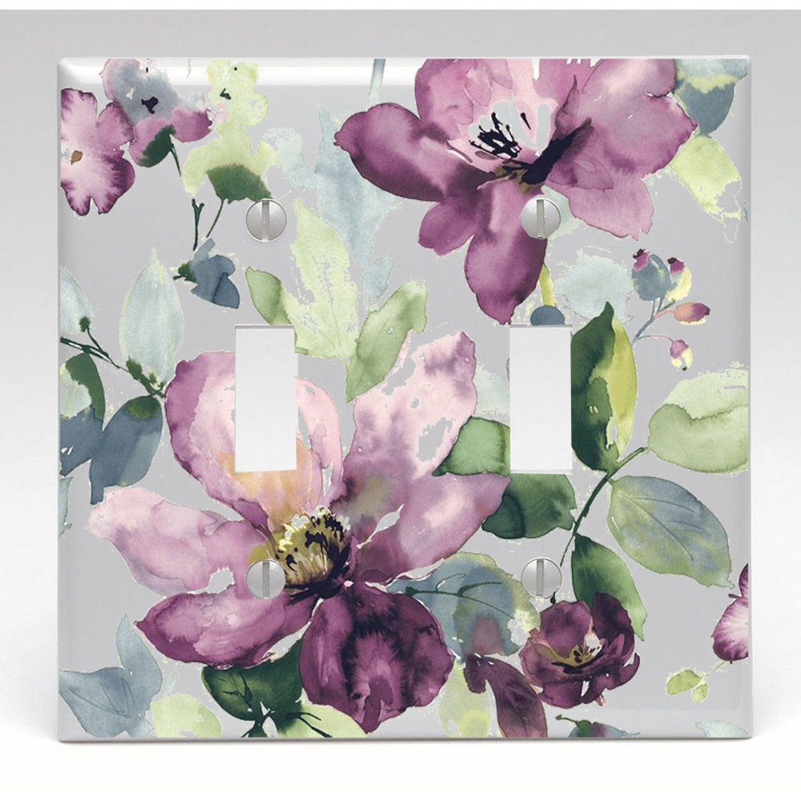 Purple Floral Watercolor Light Switch Cover, Night Light, Cabinet Knob ...