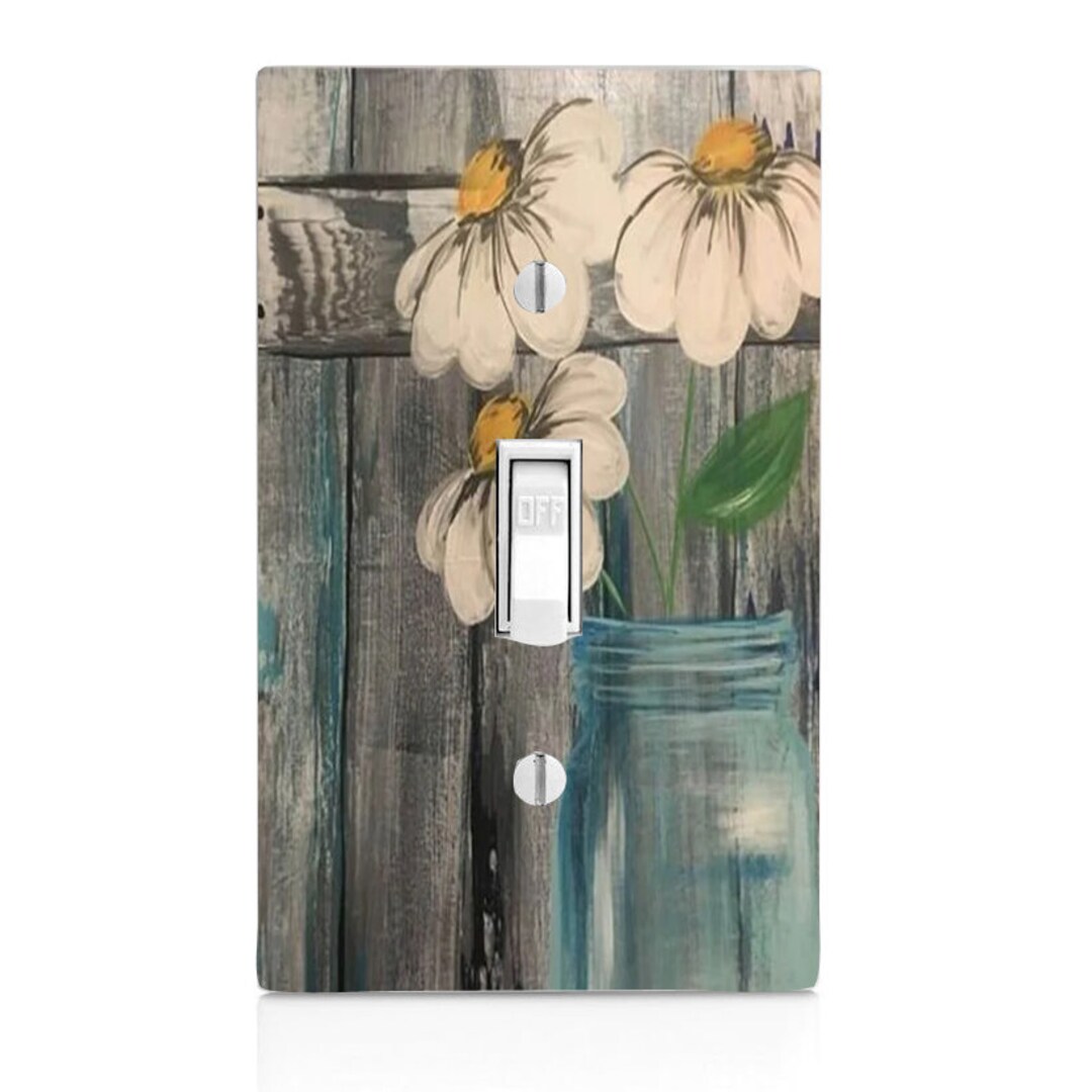 Daisy in a Jar, Rustic Light Switch Cover, Night Light, Cabinet Knob - Etsy