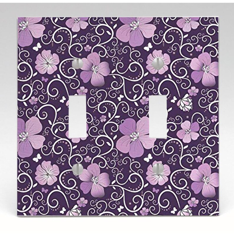 Purple Floral Scroll Light Switch Cover, Night Light, Cabinet Knob - Etsy
