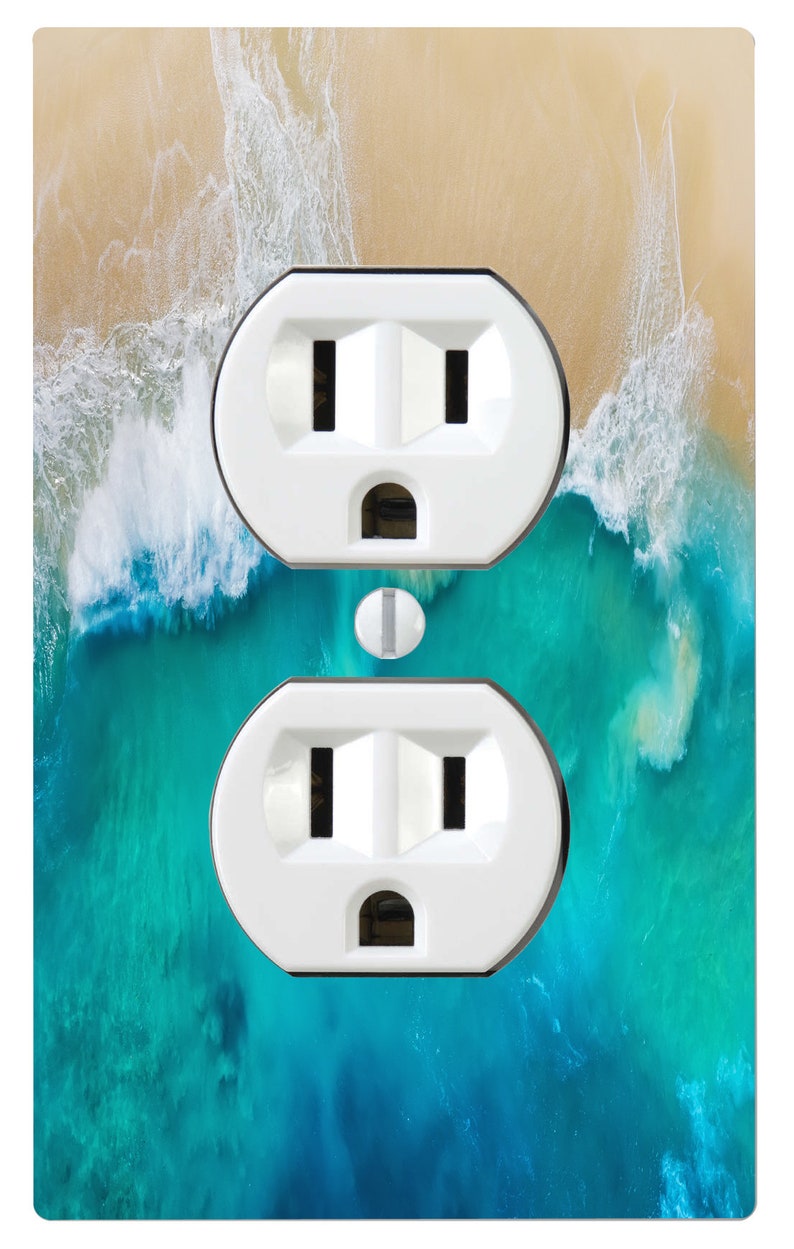 Turquoise Waves, Beach Light Switch Cover, Night Light, Cabinet Knob ...