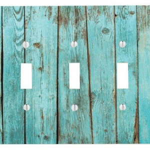 Blue Bleached Wood Image Light Switch Cover, Night Light, Cabinet Knob ...