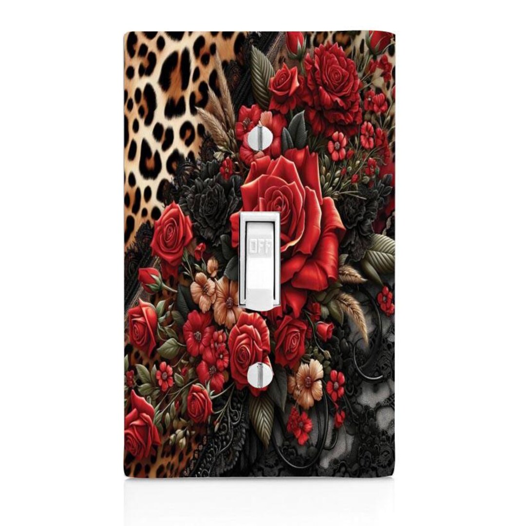 Cheetah Rose Pattern Light Switch Cover, Night Light, Cabinet Knob - Etsy
