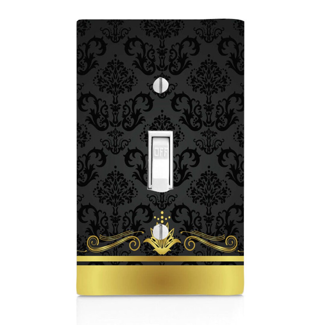Black Damask Gold Light Switch Cover, Night Light, Cabinet Knob - Etsy