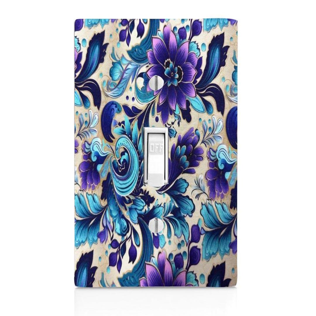 Blue, Purple, Beige Floral Light Switch Cover, Night Light, Cabinet ...