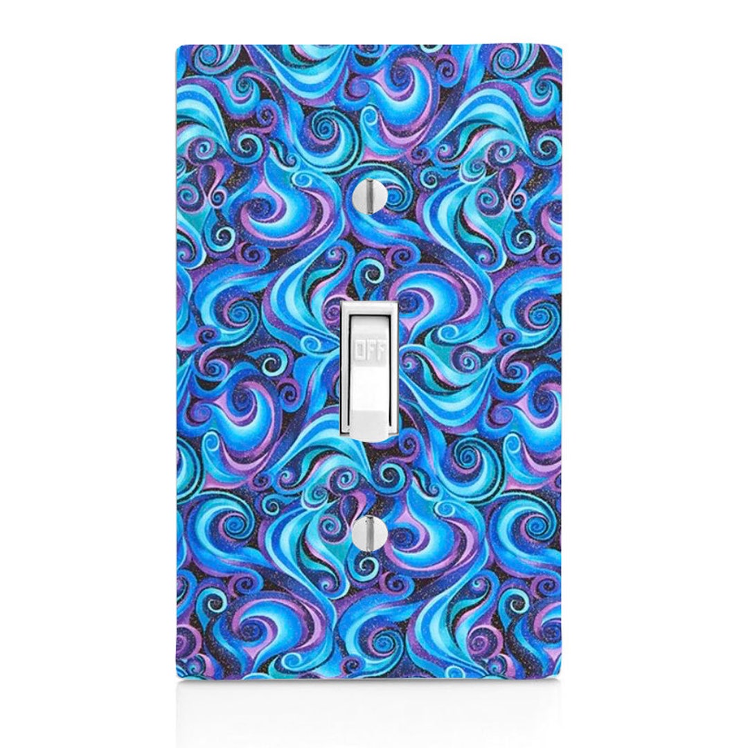 Blue and Purple Swirls Light Switch Cover, Night Light, Cabinet Knob - Etsy