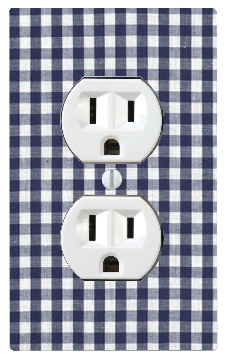 Navy Gingham Light Switch Cover, Night Light, Cabinet Knob - Etsy