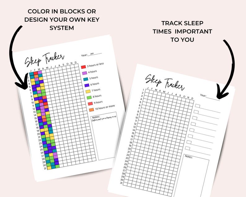 Yearly Sleep Tracker Printable, Sleep Log, Sleep Journal, Sleep Chart ...
