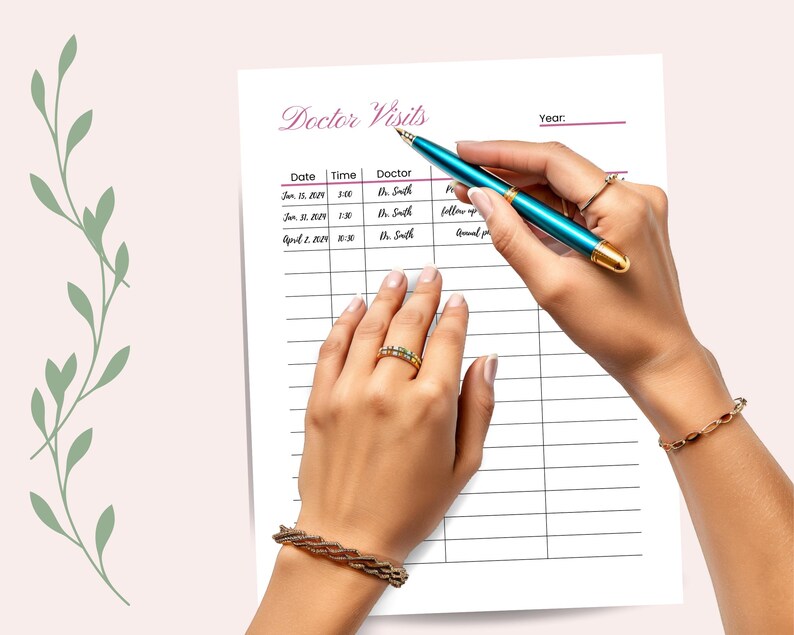 Doctor Visit Tracker Printable, Doctor Visitation Notes, Dr Appointment ...