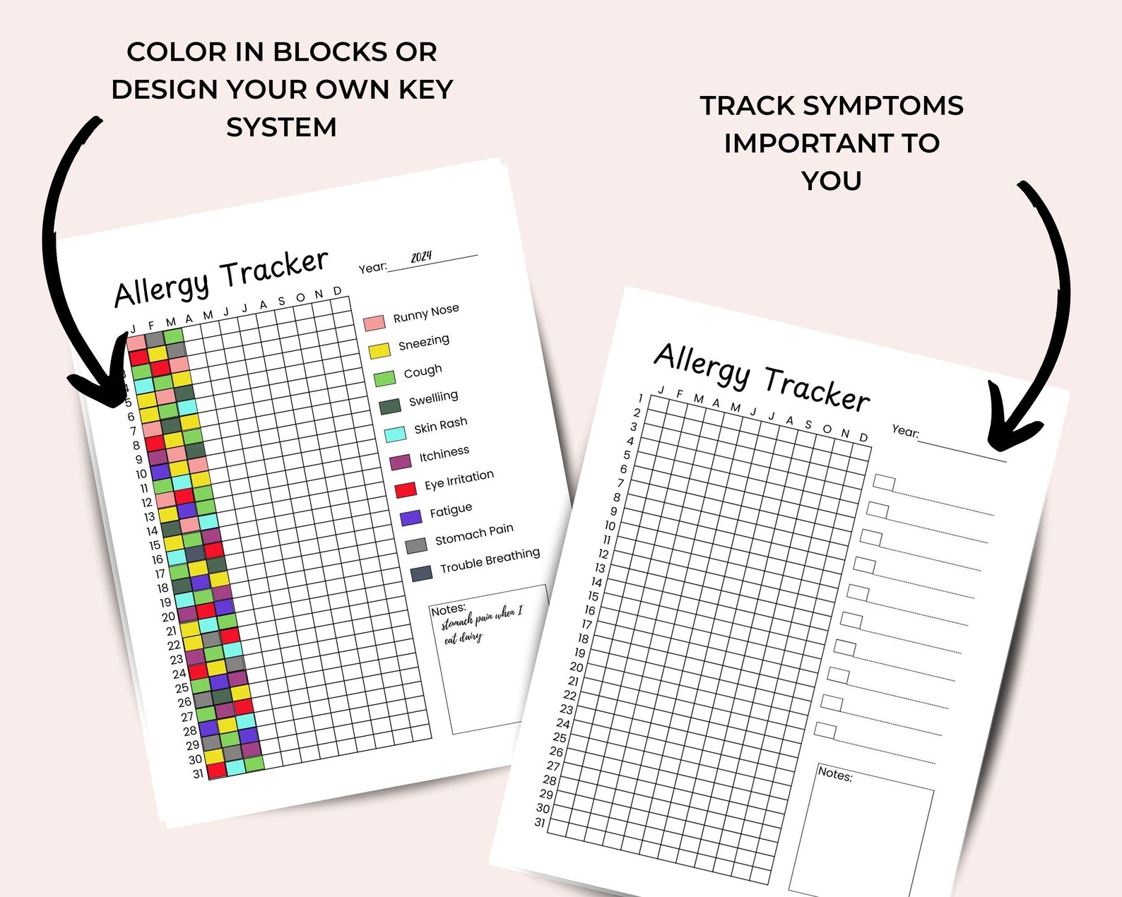 Yearly Allergy Tracker Printable - Journal Page - Allergies Log - Track ...