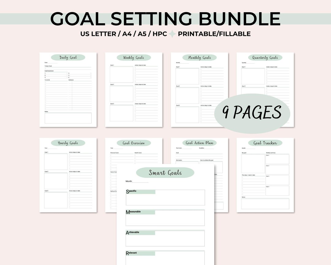 Goal Setting Bundle Printable, Editable Smart Goal Setting Worksheets ...