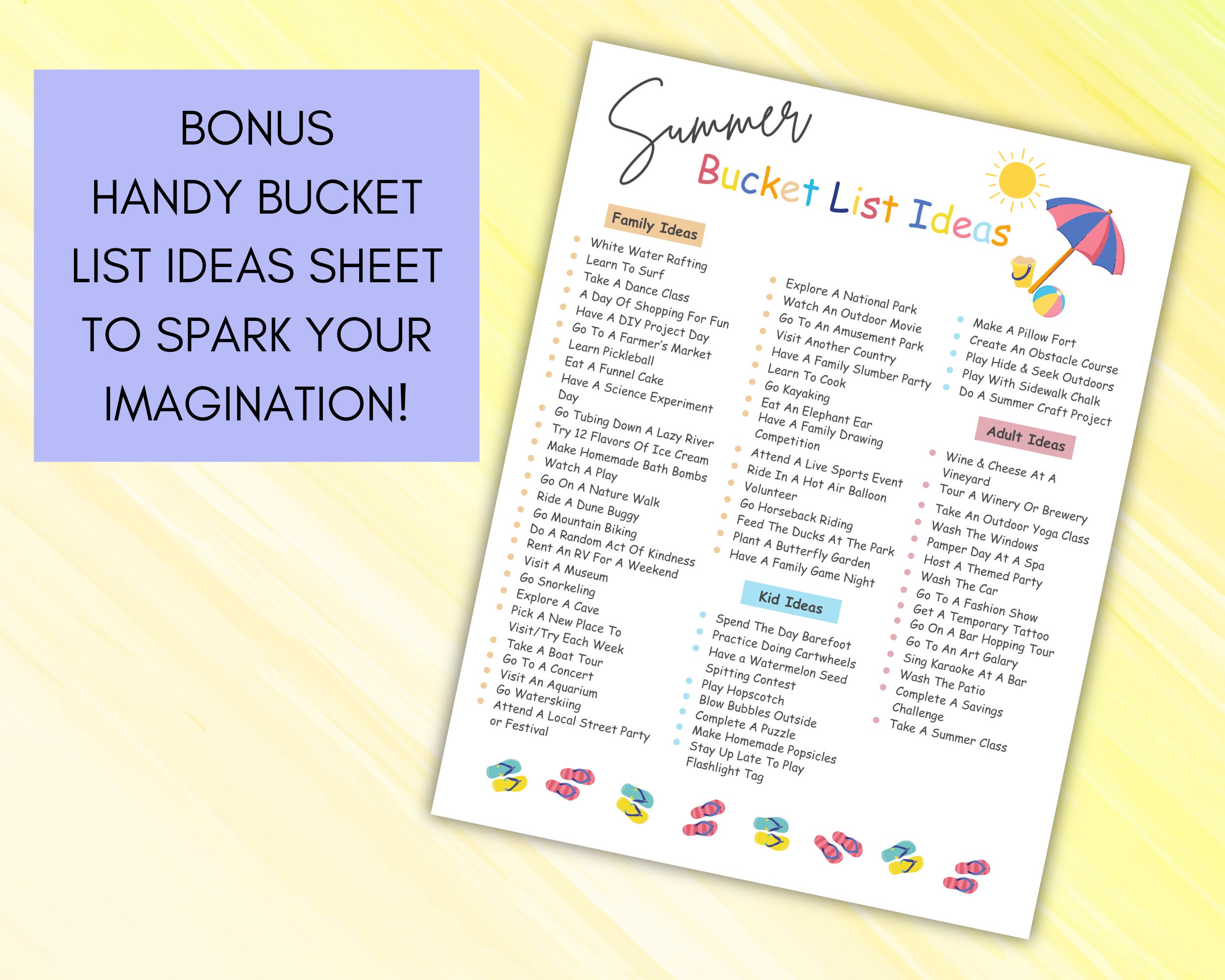 Editable Summer Bucket List - Printable Kids Vacation Activities ...