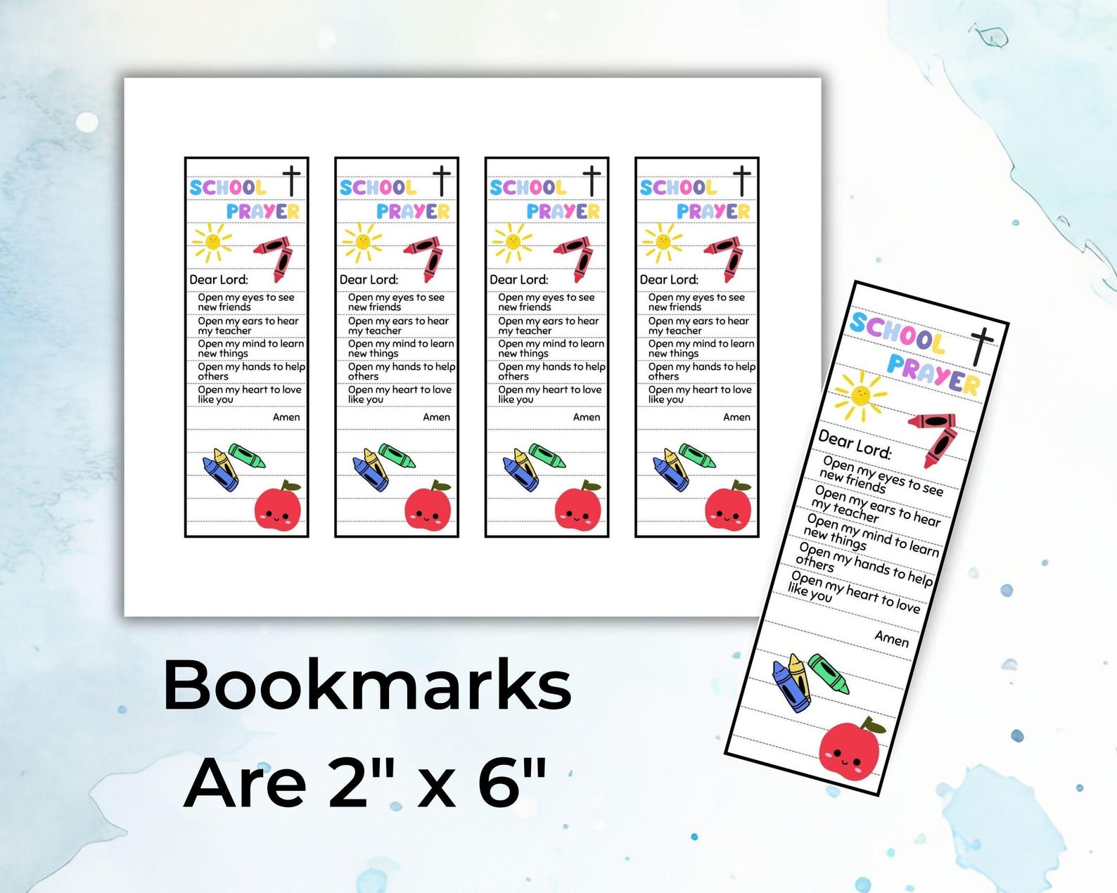 First Day of School Prayer Bookmark - Back to School Christian Bookmark ...