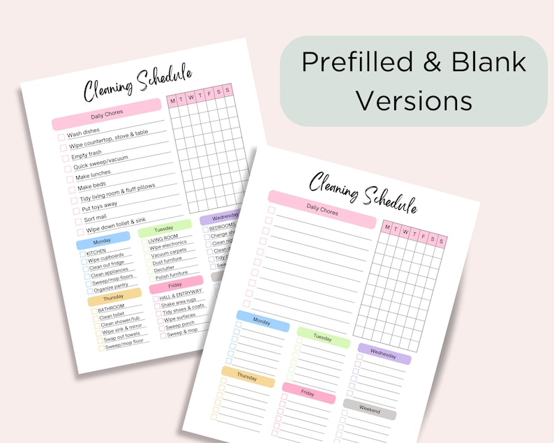 Editable Cleaning Schedule, Printable Cleaning to Do List, Weekly ...