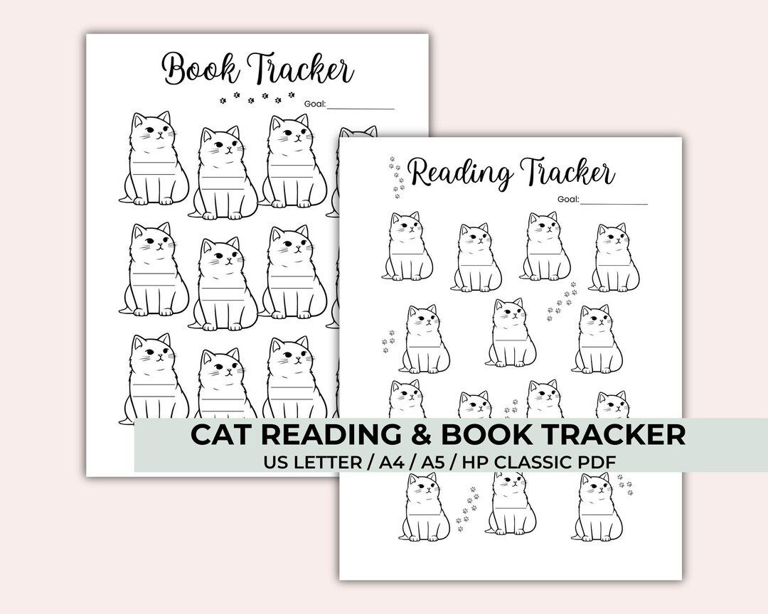 Cat Reading Tracker - Printable Book Tracker - Reading Journal Page ...