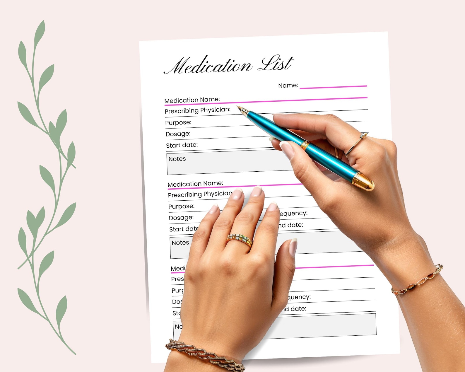 Editable Medication List Printable, Medication Chart, Medicine Sheet ...