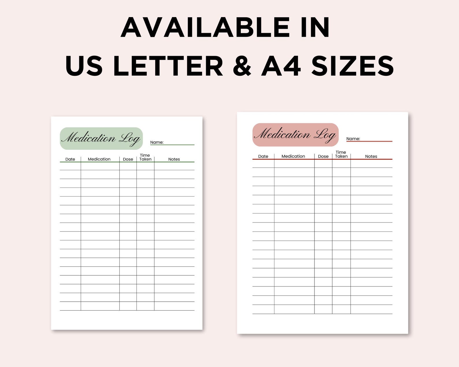 Printable Medication Log, Pill Tracker, Med List, Track Medication ...
