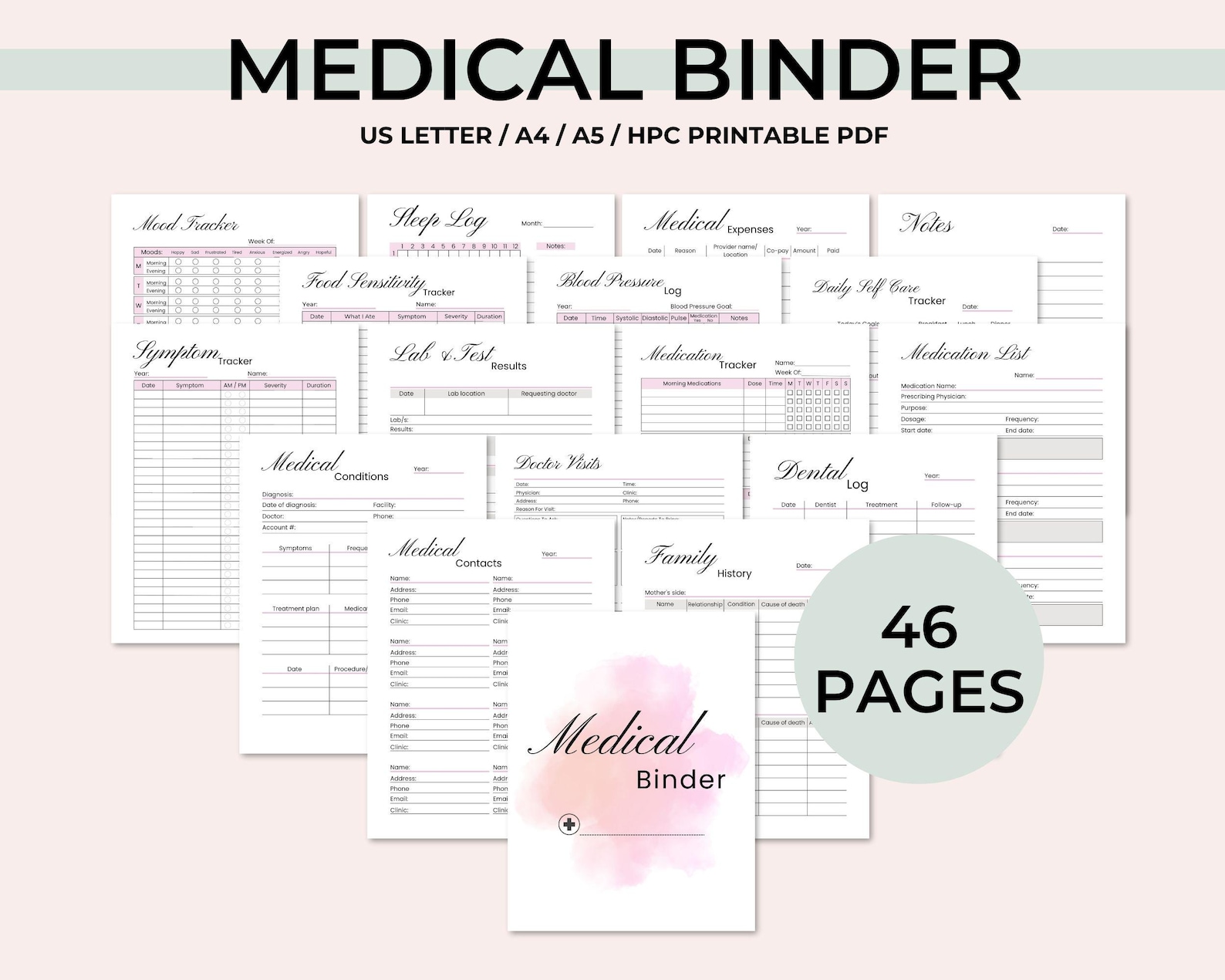 Printable Medical Binder, Medical Planner, Family Health Binder ...