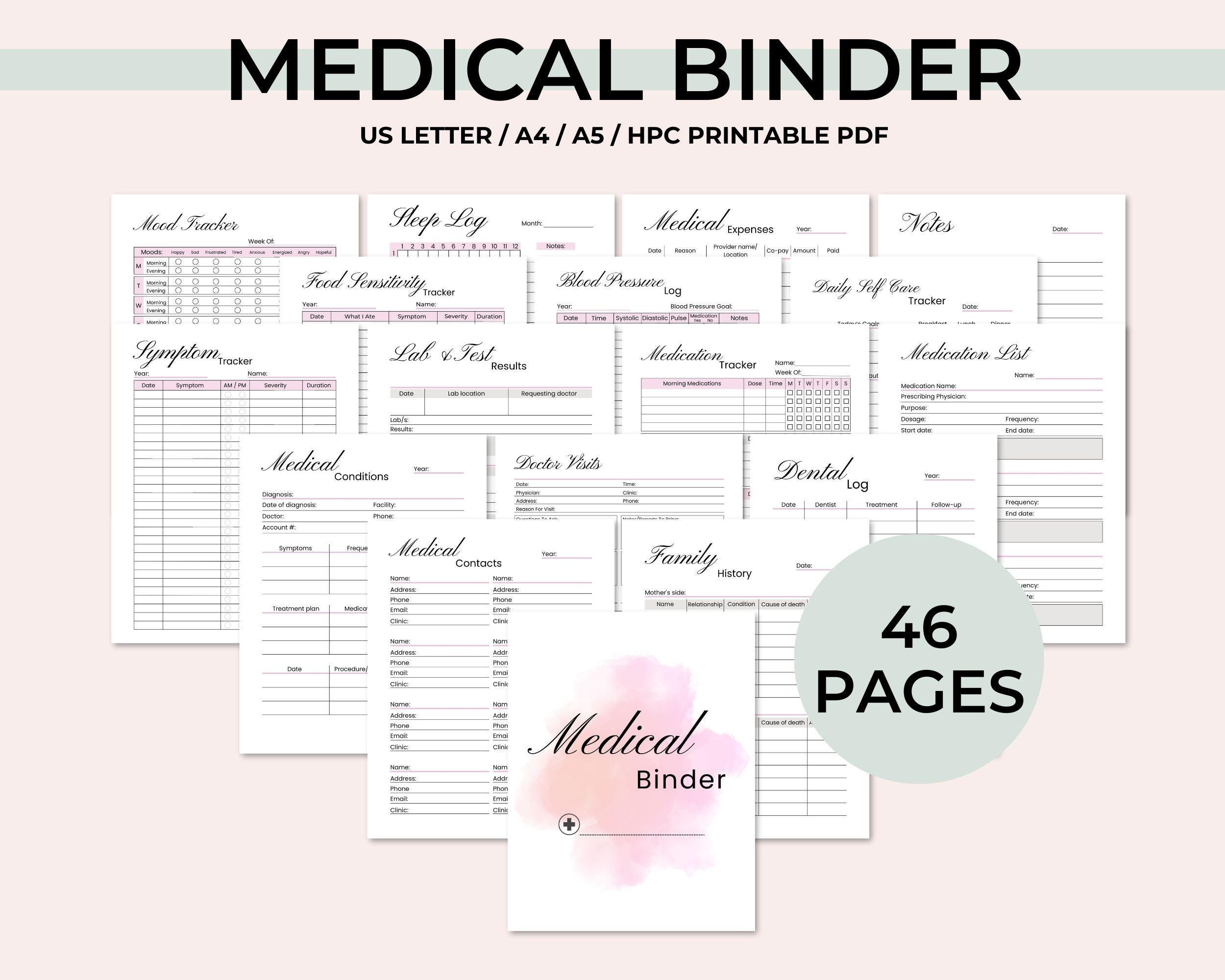 Printable Medical Binder, Medical Planner, Family Health Binder ...