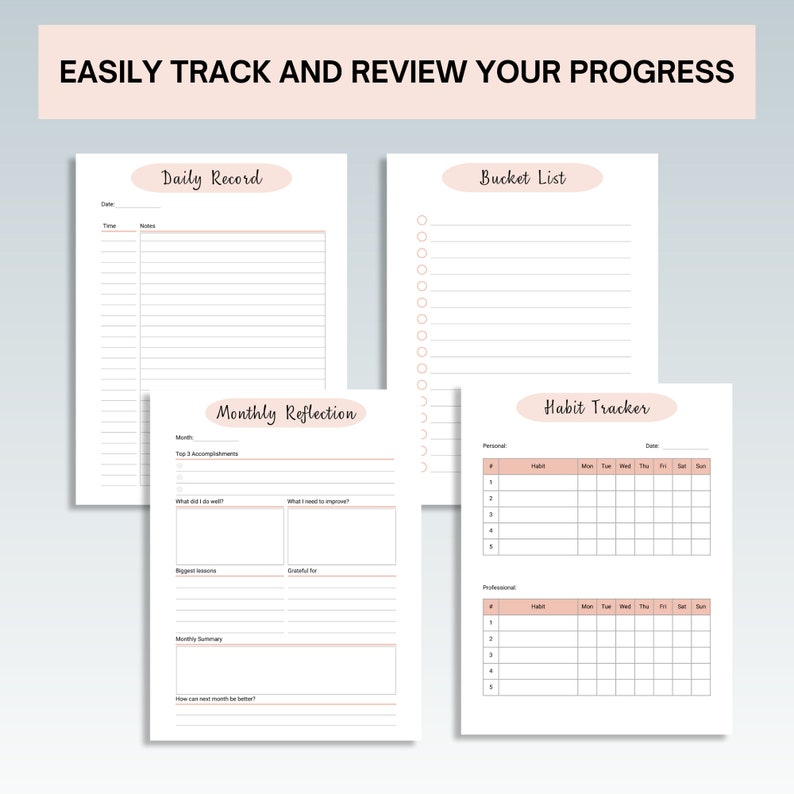 Goal Planner Bundle Printable, Smart Goal Planner, Daily Weekly Monthly ...