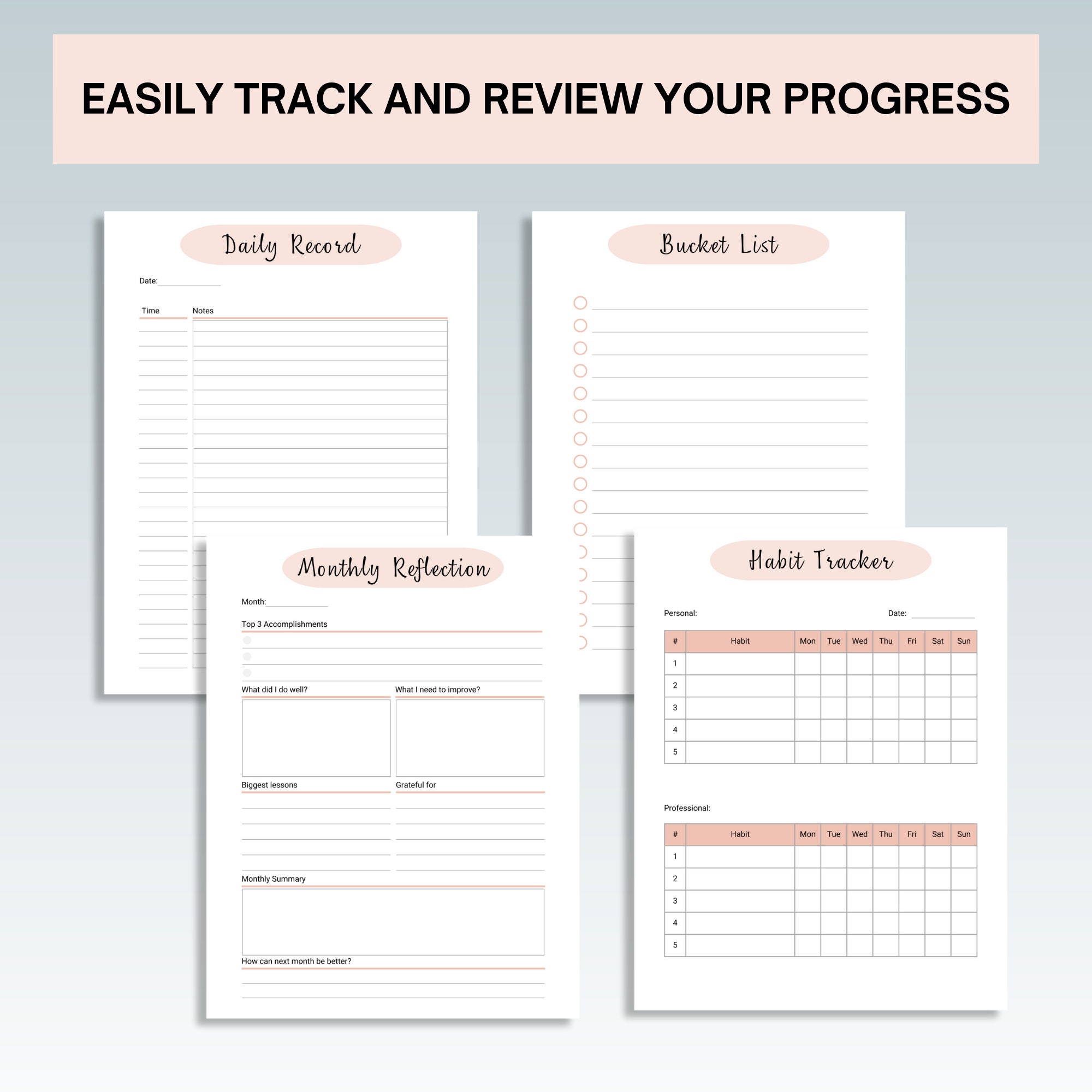 Goal Planner Bundle Printable, Smart Goal Planner, Daily Weekly Monthly ...