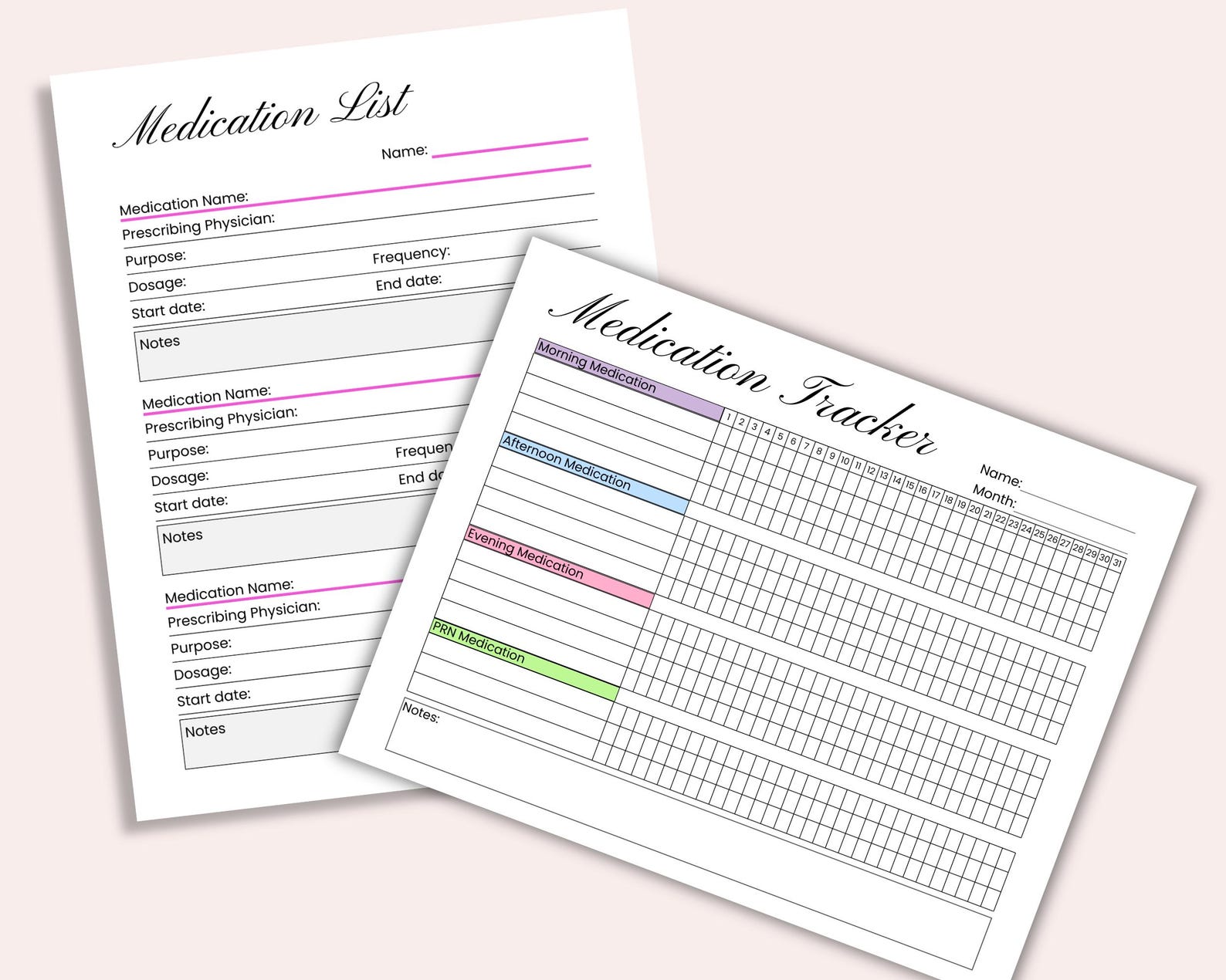 Editable Monthly Medication Tracker, Printable Prescription Tracker ...