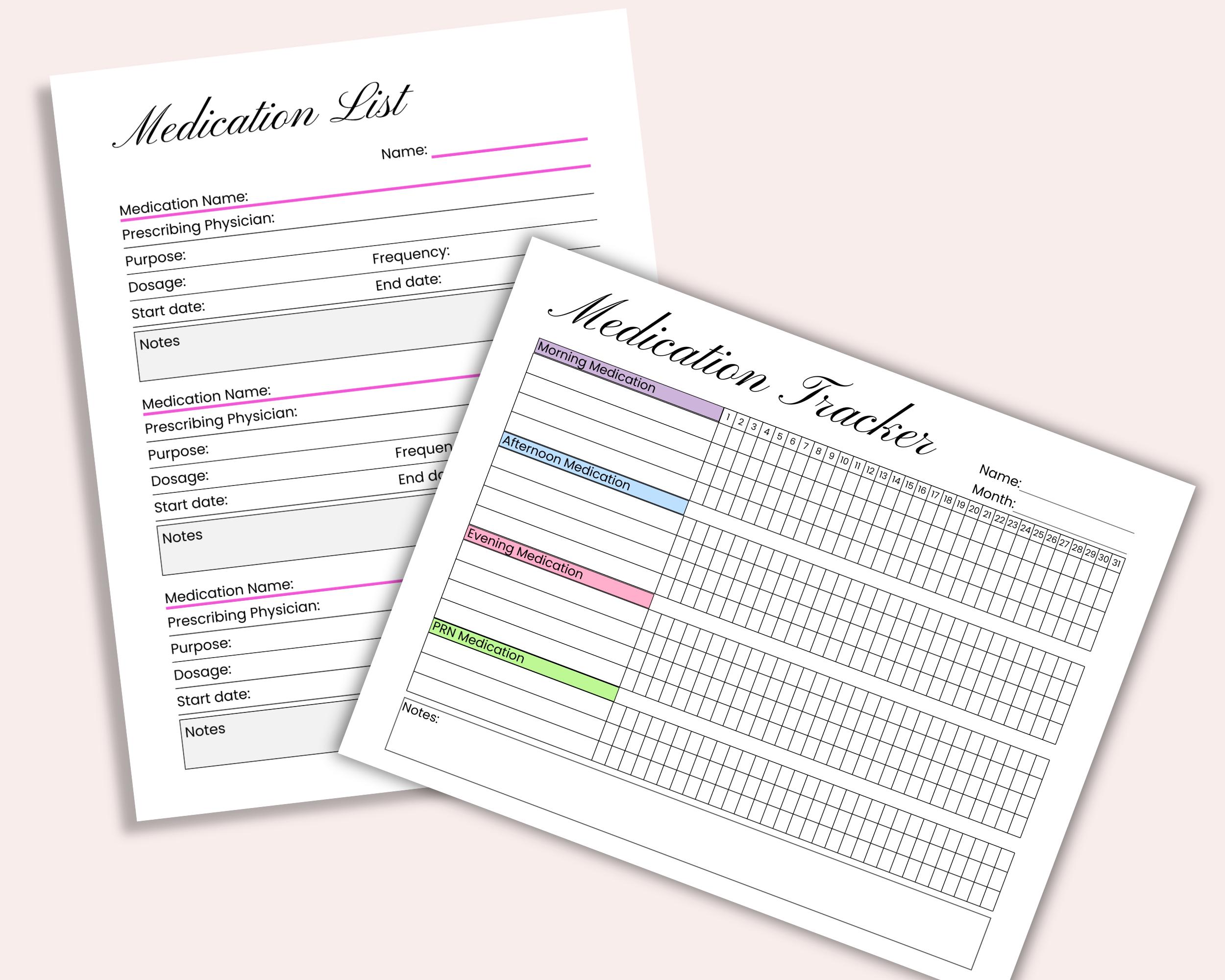 Editable Monthly Medication Tracker, Printable Prescription Tracker ...