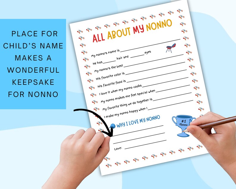 All About My Nonno Printable, Father’s Day Questionnaire, Nonno ...