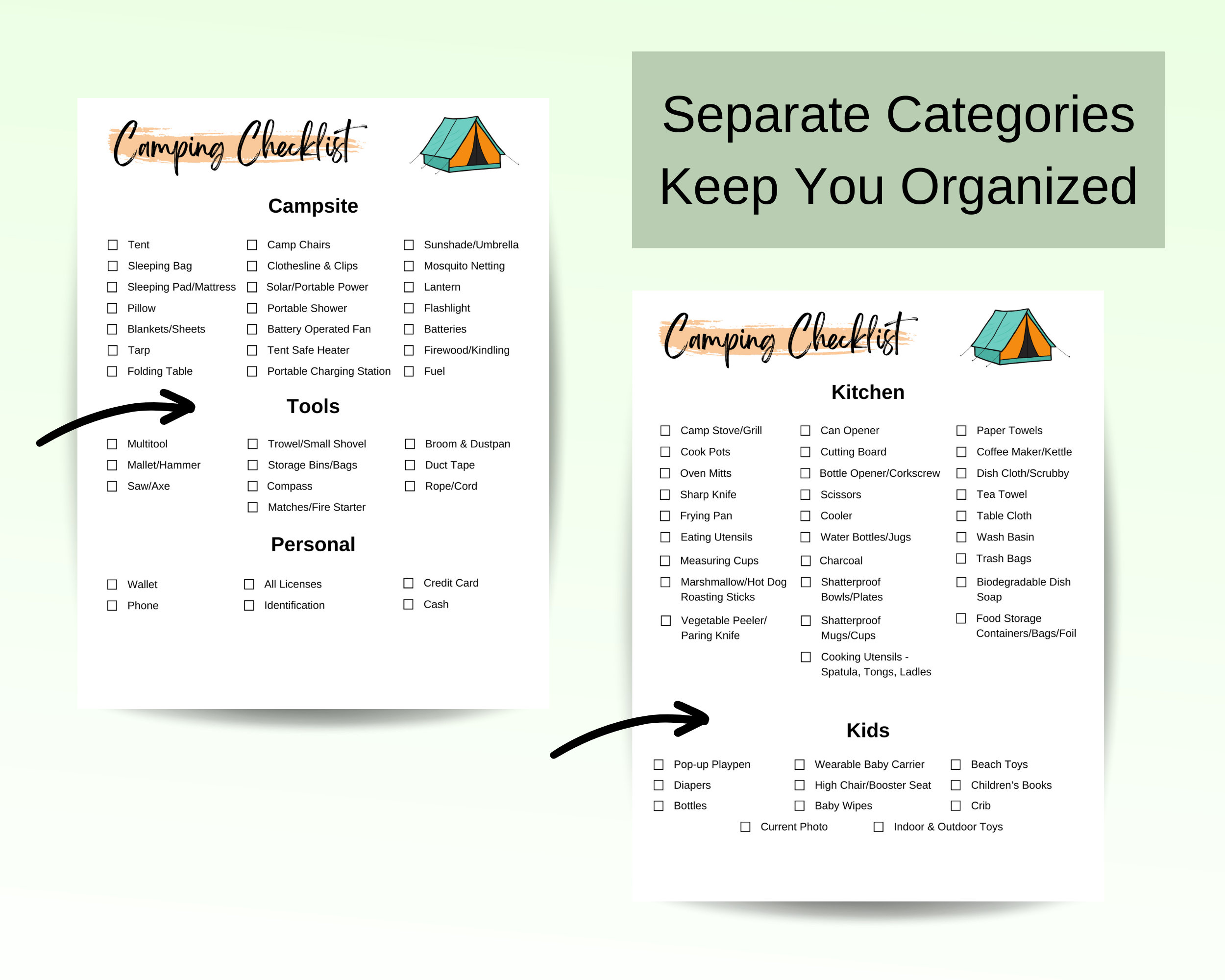 Editable Camping Checklist and Planner Printable, Camping Packing List ...