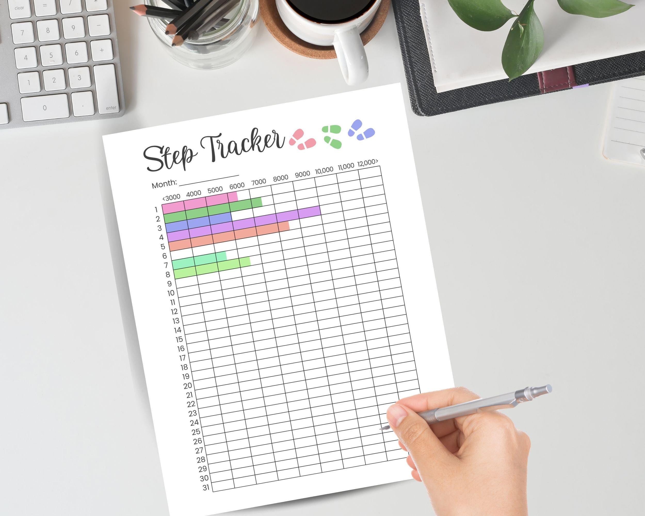 Monthly Step Tracker Printable - Journal Page - Daily Step Log ...