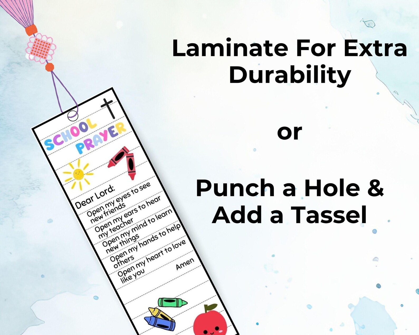 First Day of School Prayer Bookmark - Back to School Christian Bookmark ...