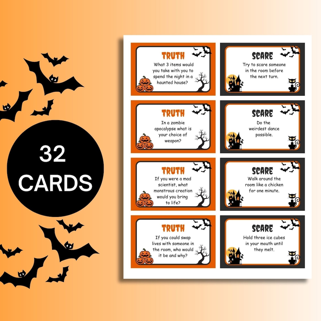 Halloween Truth or Scare Printable Game, Halloween Party Game ...