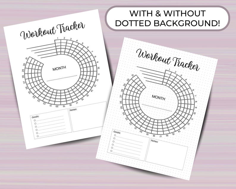 Workout Tracker Printable - Monthly Journal Page - Wheel of Habits ...