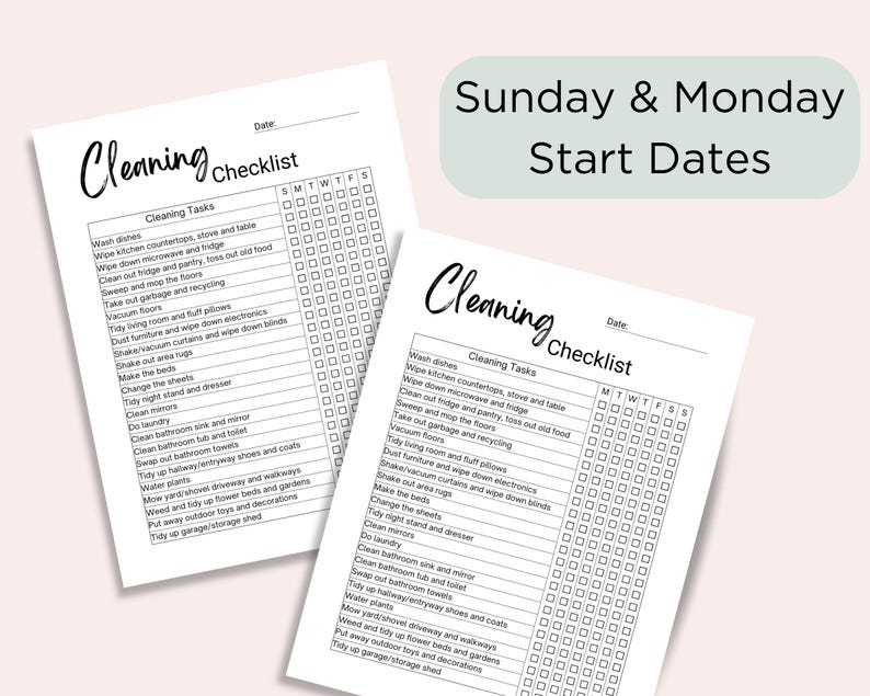 Editable Weekly Cleaning Schedule, Printable Cleaning Checklist ...