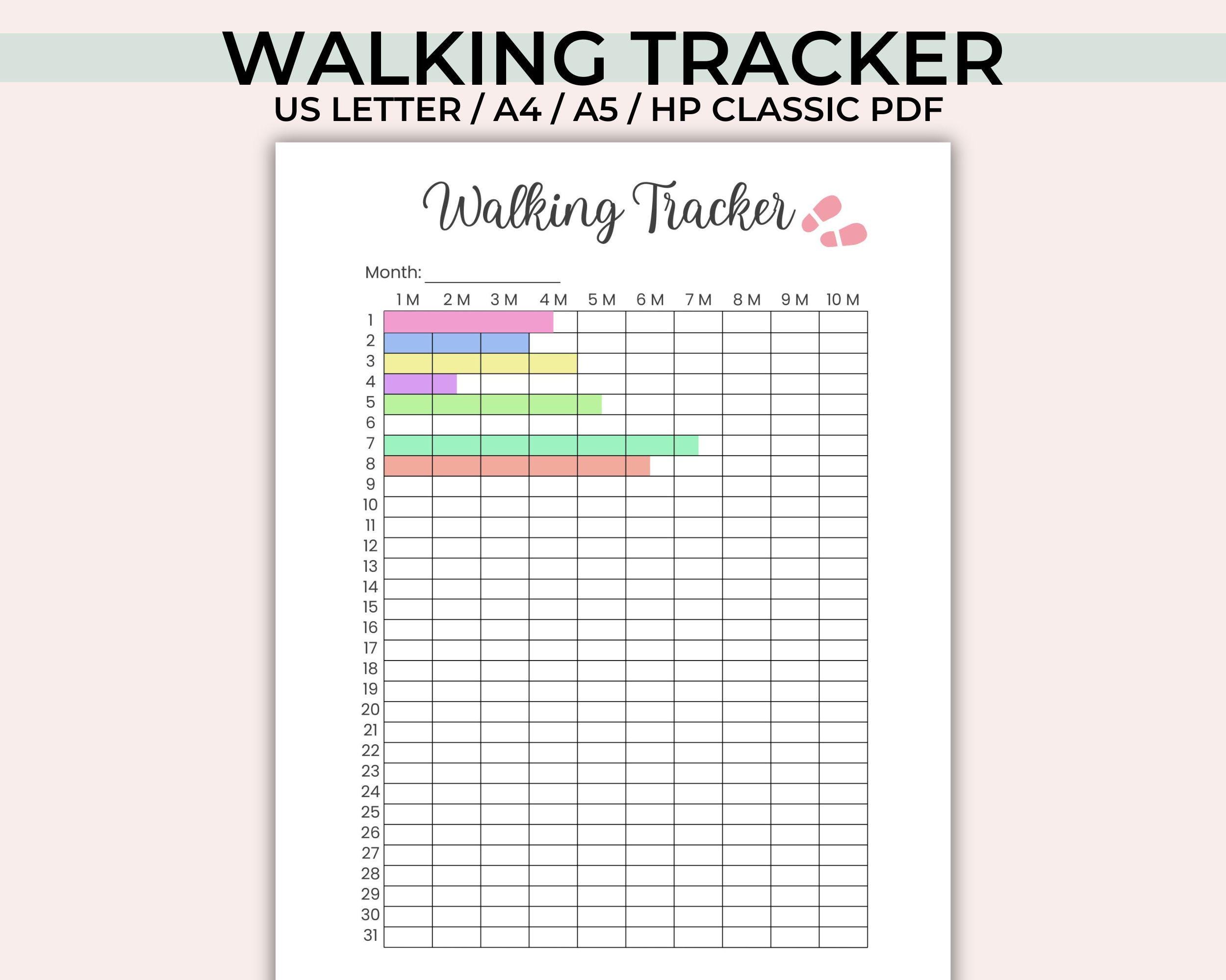 Monthly Walking Tracker Printable - Daily Mileage Log - Journal Page ...