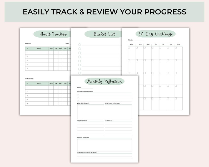 Editable Goal Planner Bundle - Printable SMART Goal Setting - Daily ...