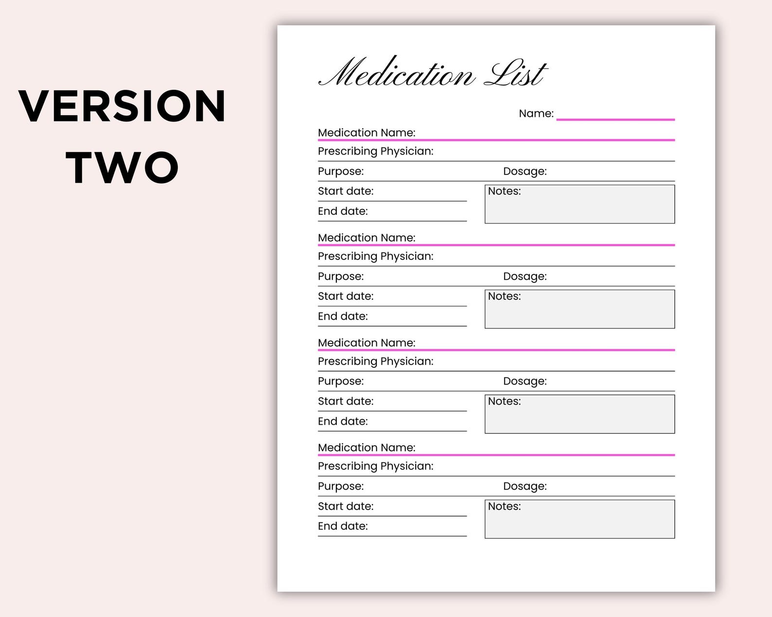 Editable Medication List Printable, Medication Chart, Medicine Sheet ...