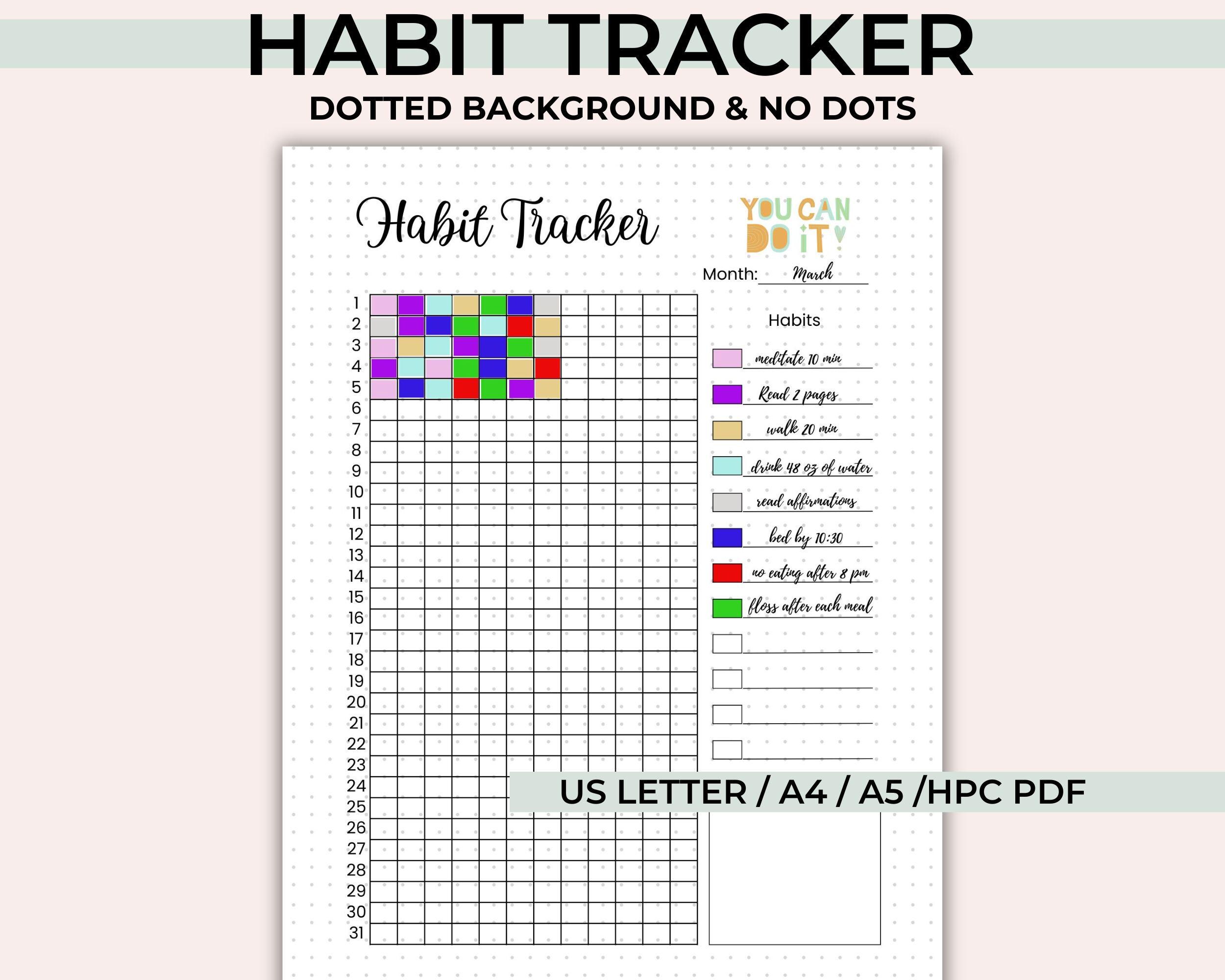 Monthly Habit Tracker Printable: Daily Habit Journal Page, A5 Goal ...