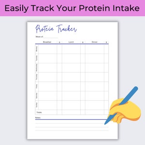 Protein Tracker Printable, Weekly Protein Tracker, Macro Tracker, Food ...