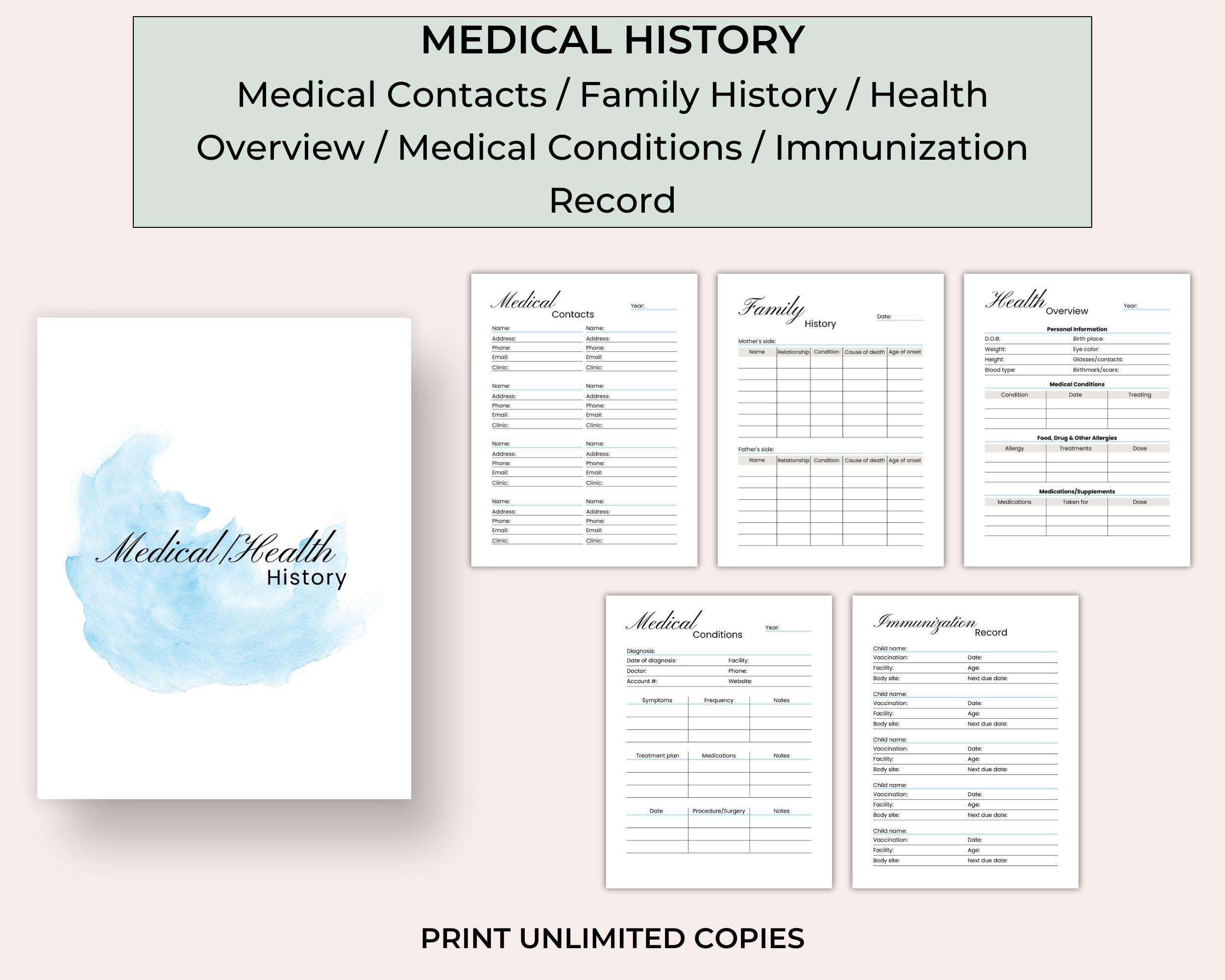 Editable Medical Binder Bundle, Family Medical Planner, Health Binder ...