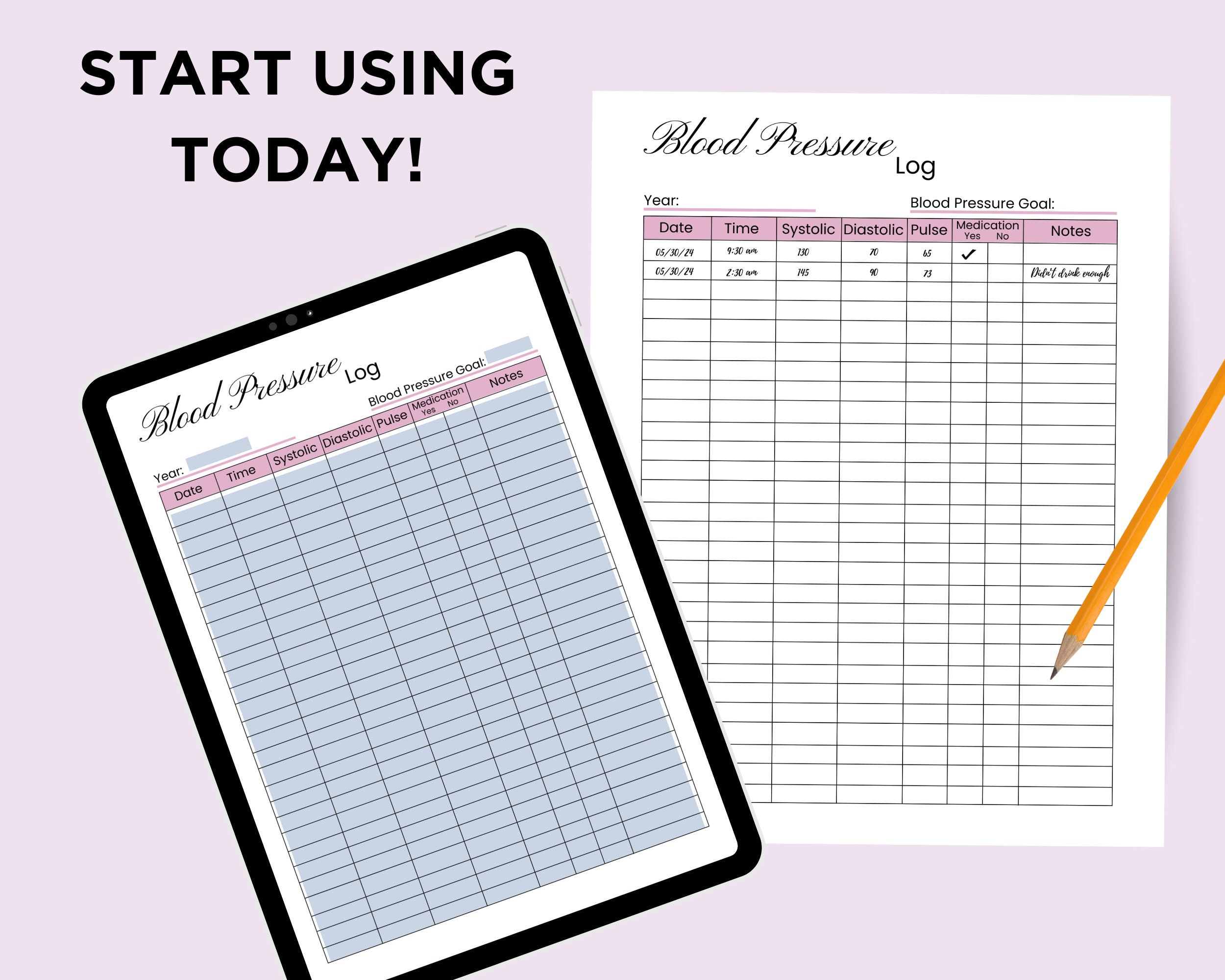Editable Blood Pressure Log, Printable Blood Pressure Chart ...