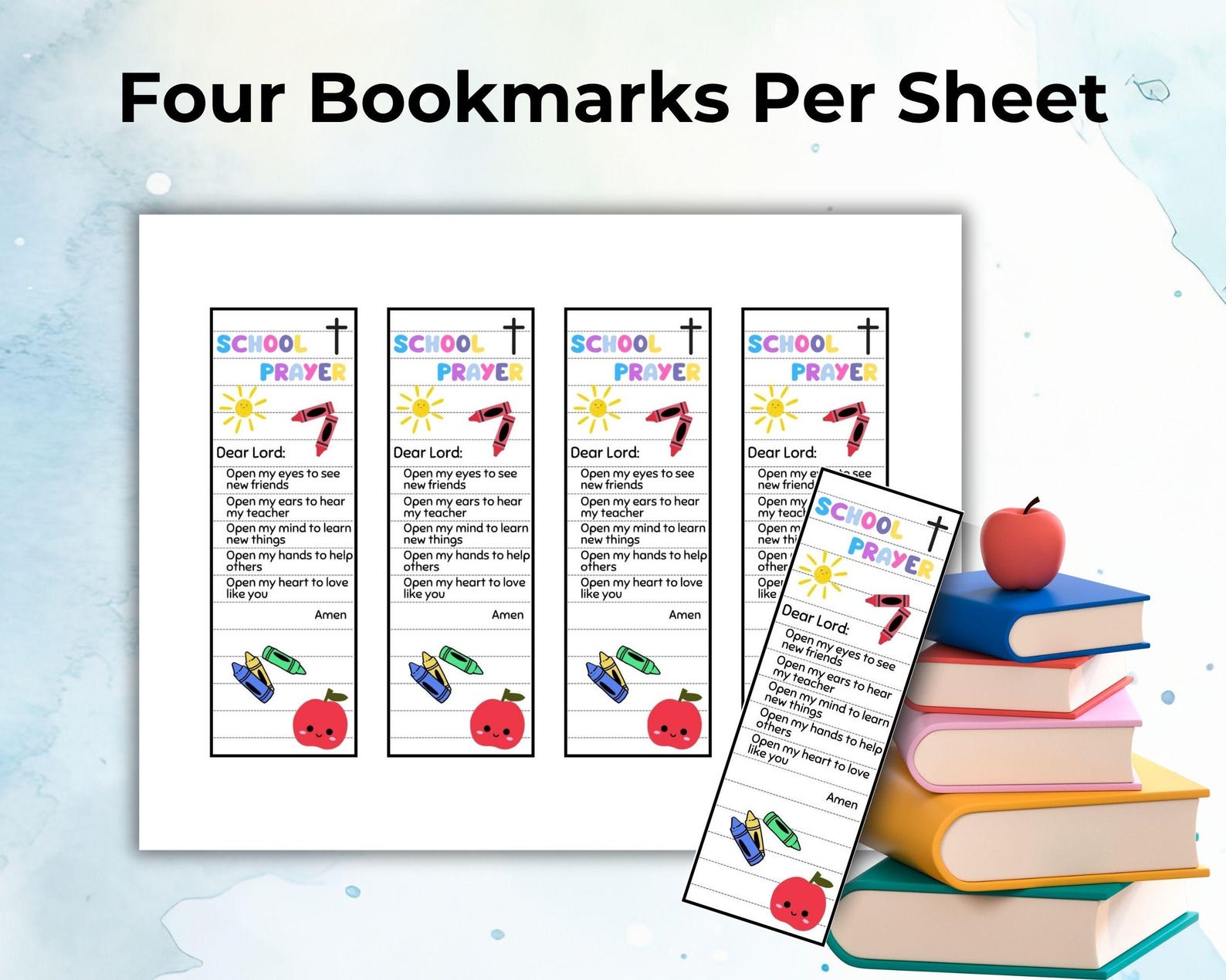 First Day of School Prayer Bookmark - Back to School Christian Bookmark ...